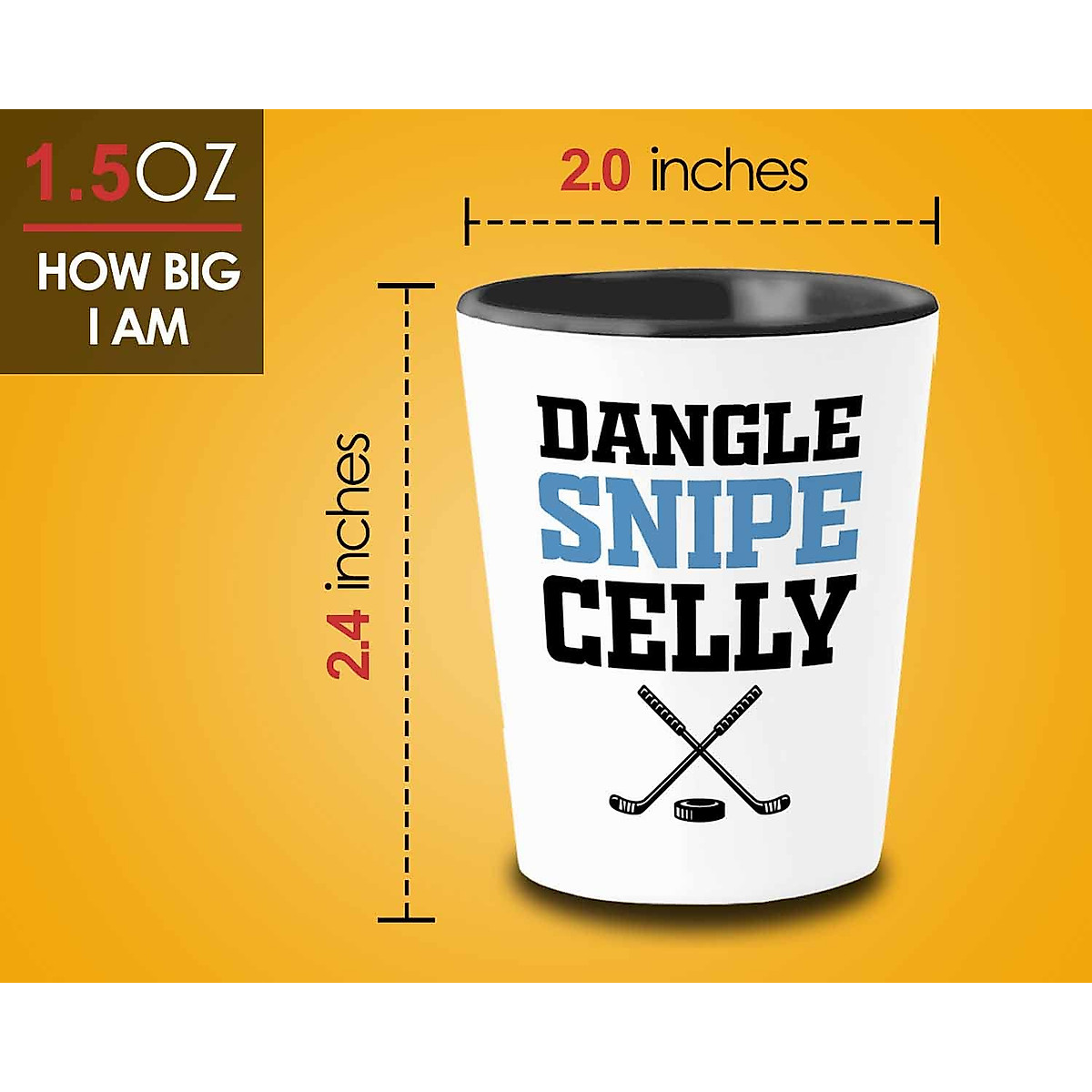 Bubble Hugs Hockey Shot Glass 1.5oz - Dangle Snipe Celly - Funny Hilarious Quote for Ice Hockey Player Coach Fan Hockey Puck Sports Lover