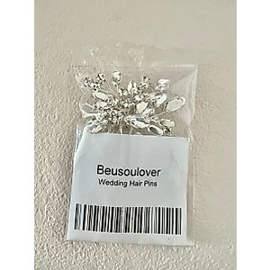 Bridal Hair Accessories, Beusoulover 3pcs Crystal Wedding Hair Pieces, Handmade Rhinestone Bridal Hair Pin for Women, Girls, Bridesmaids (Silver)