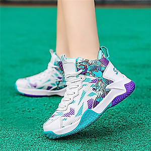 DAYUMKOU Boys Shoes Kids Basketball Shoes Girls Tennis Shoes Lightweight Breathable Walking Running Sports Shoes