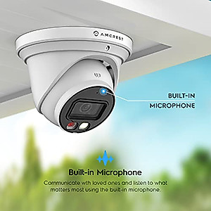 Amcrest UltraHD 4K (8MP) IP PoE AI Camera, 49ft Nightcolor, Security Outdoor Turret Camera, Built-in Microphone, Human Detection, Active Deterrent, 129° FOV, 4K@15fps IP8M-2779EW-AI (White)