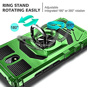 WDHD Case for Nokia C100 with Tempered Glass Screen Protector (Maximum Coverage), Full-Body Protective [Military-Grade], Magnetic Car Ring Holder Cover Case (Green)