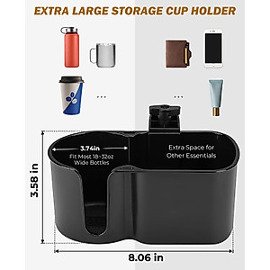 yamagahome Desk Cup Holder Clamp with Hanging Storage Bag, 2 in 1 Table Cup Holder Clip for Desk, Anti-Spill Tableside Cup Holder with Hanging Organizer for Home Office, College Dorm Rooms, RV