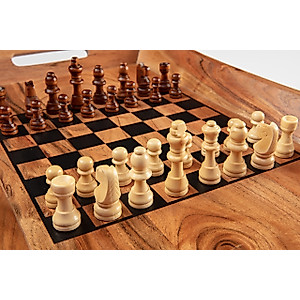 Wonder-ful Gifts Serving Tray with Chessboard - Chess and Checkers Pieces Included