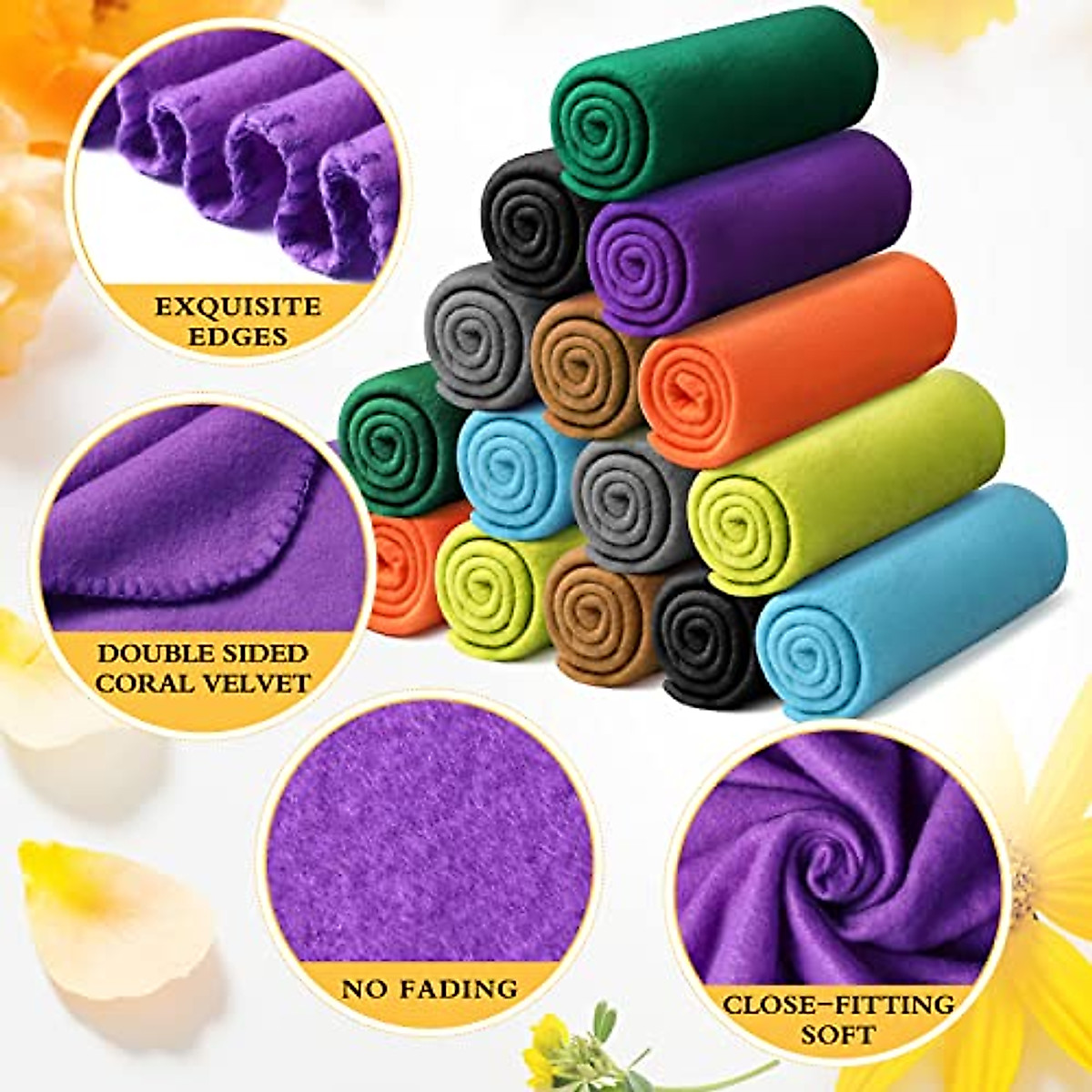 40 Packs Fleece Blanket Bulk 60 x 50 Inch Soft Lightweight Fleece Blanket Warm Cozy Throw Blanket Plush Fleece Pet Blanket for Bed Couch Sofa Home Office Wedding Gifts Travel Camping Multicolor