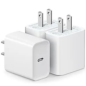 [3 Pack] USB C Wall Charger, iPhone Charger Block 20W PD Power Adapter Compatible with iPhone 14/14 Pro/14 Pro Max/14 Plus/13/12/11, iPad Pro, Google Pixel 7/6/5/4/3, Samsung Galaxy S22 S21 and More
