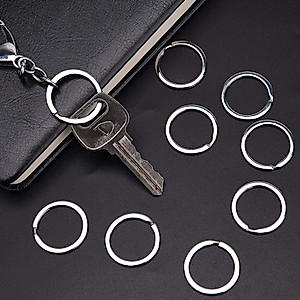 KINGFOREST 100PCS Flat Key Rings 1 Inch, Metal Keychain Rings Split Keyrings Flat Ring for Home Car Office Keys Attachment