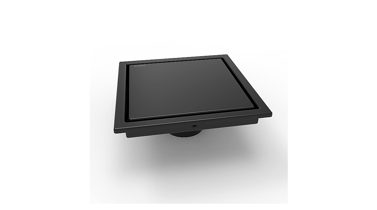 WEBANG Matte Black 6 Inch Shower Drain - High Flow Design