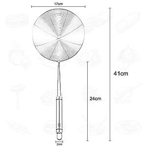 RJ Legend Stainless Steel Kitchen Accessory Utensils Set - Spider Wired Pasta & Noodle Spoon, Fine Mesh Strainer for Cooking, Anti-Grease Fry Away Ladle, Solidifier Pot, Fat Separator, 7 - Inches