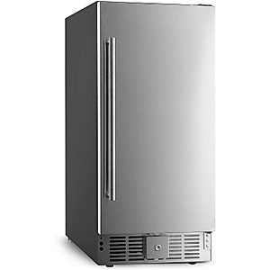 WATOOR 15 Inch Built-in Fridge Stainless Steel Beverage Cooler Under Counter Refrigerator with 36-61°F Temperature Range - Soda and Beer Refrigerator