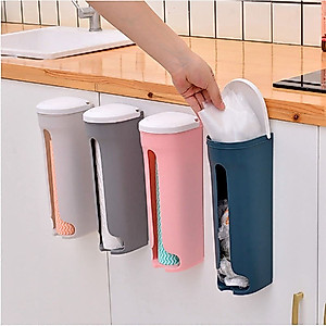 Plastic Bag Holder,Kitchen Trash Bag Dispenser Roll Holder,Grocery Bags Wall Mount Storage,Easy Hanging Over Cabinet Door Under Sink Bag Saver(blue)