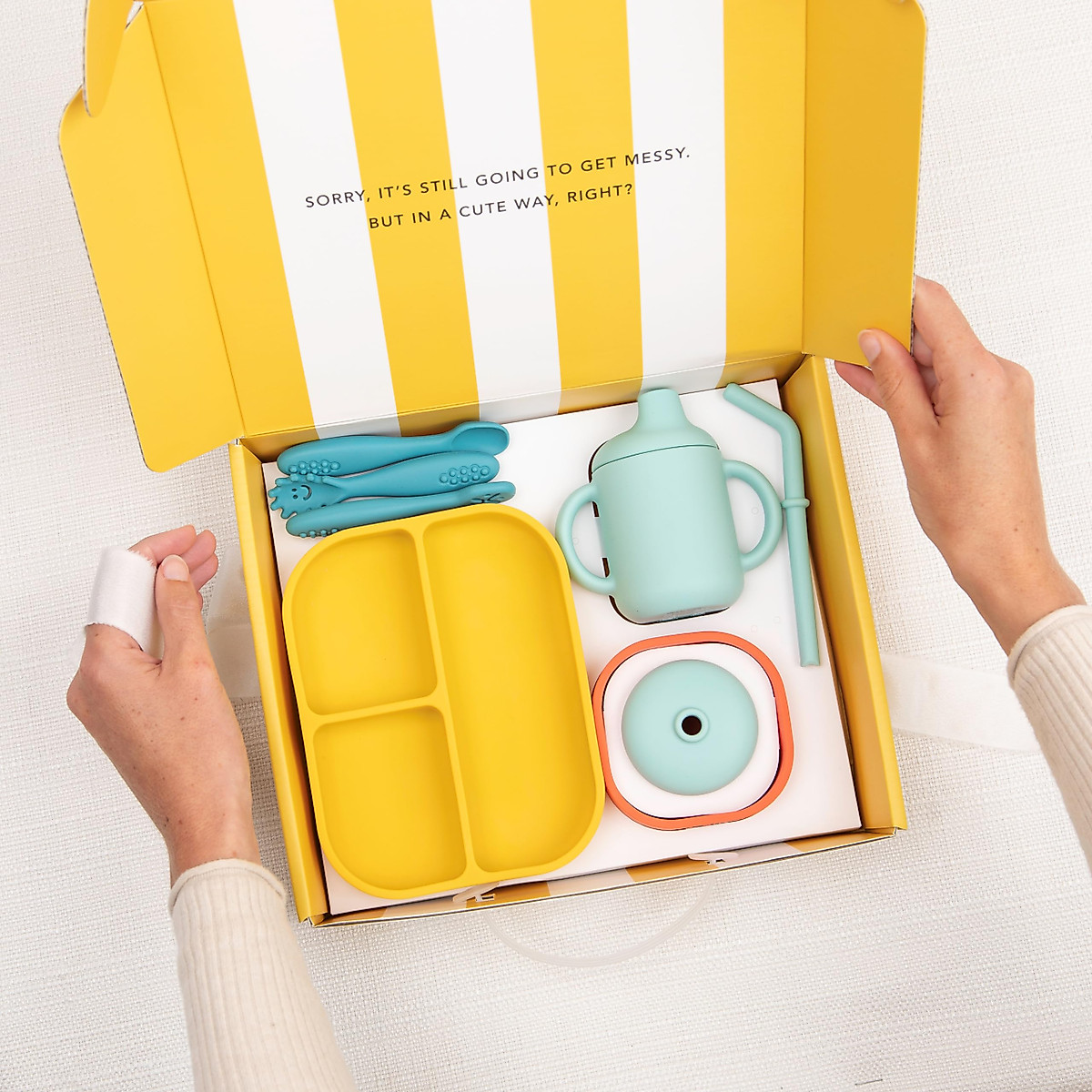 Bella Tunno Little Bites Bundle – Baby Feeding Set and Baby Led Weaning Supplies with 1 Baby Bowl, 1 Baby Plate, 3 Baby Utensils, 1 Cup, 2 Lids, 100% Food-Grade Silicone (Circus Fun)