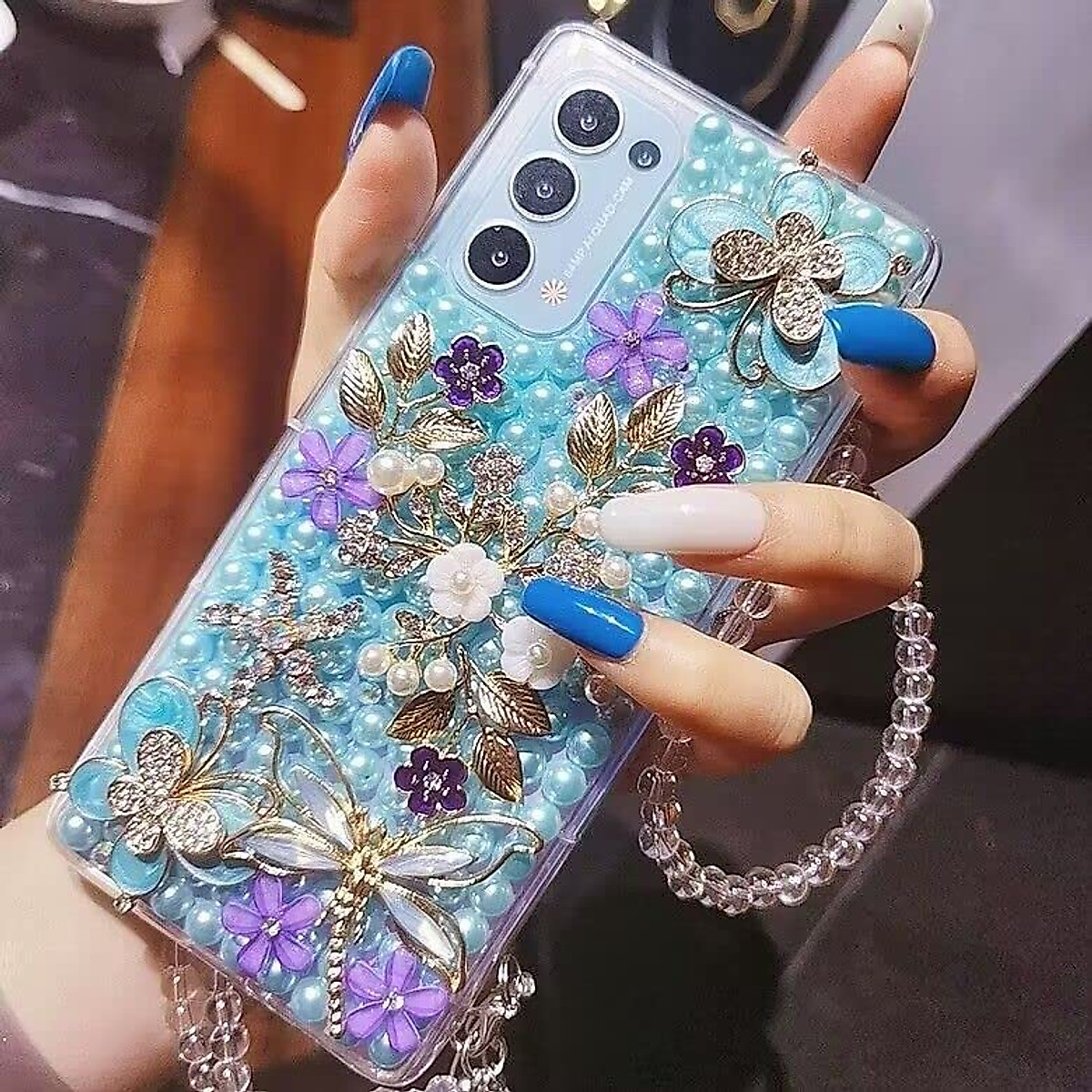 redecarie for Galaxy Note 10 Plus Bling Diamond Rhinestone Flowers Case,Women Girls Kids Luxury Glitter Shiny Sparkle Protective Floral Phone Case for Samsung Galaxy Note 10 Plus