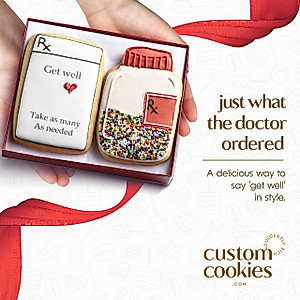 Custom Cookies Get Well Cookies - Set of 2 Kosher Decorated Vanilla Sugar Cookies - Express Feel Better Wishes for Men, Women, and Kids - After Surgery Gift, Get Well Soon Gifts for women Care Package