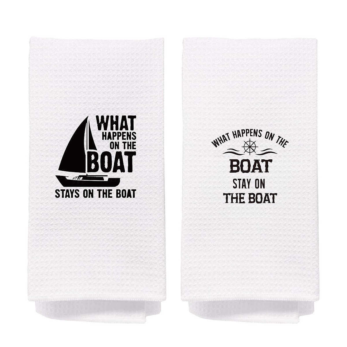 NEGIGA What Happens On The Boat Stays On The Boat Kitchen Towels and Dishcloths Sets 24x16 Inch Set of 2,Boat Compass Decor Decorative Dish Hand Tea Bath Towels for Kitchen Bathroom,Sailors Gifts