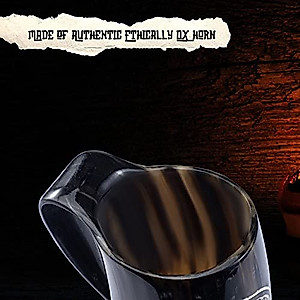 FENRIR Special Edition Viking Drinking Horn Mug with Bottle Opener for Ale Beer Cold Drink Natural Shine Polished 16-oz -2 Pieces Set | Compas Shine Polished