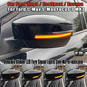 Turn Signal Indicator Side Mirror Dynamic Blinker Light for Ford Focus 3 MK3 SE ST RS C-Max