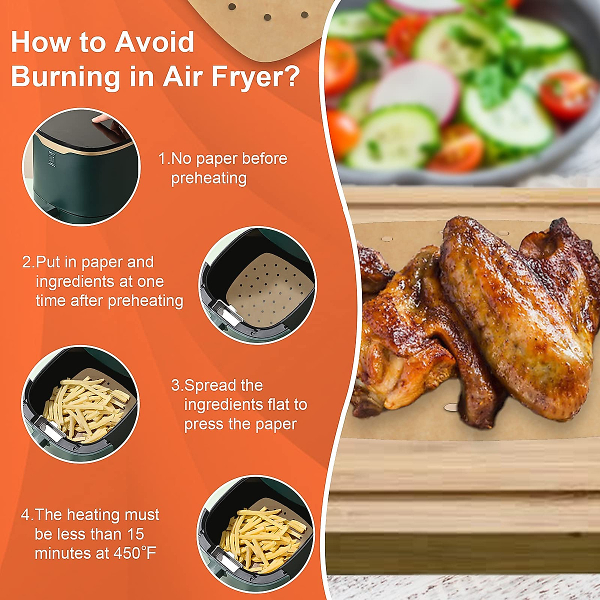 Numola 100 Pcs Air Fryer Parchment Paper Liners, 10 Inch Perforated Air Fryer Liners Disposable, Square Parchment Paper for Air Fryer, Non-Stick Steamer Liners for Oven, Microwave, Steaming Basket