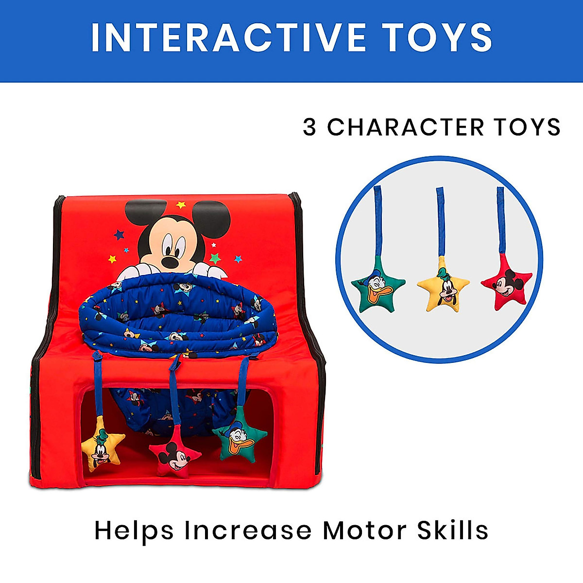 Disney Mickey Mouse Sit N Play Portable Activity Seat for Babies by Delta Children – Floor Seat for Infants, 17.5x21x14 Inch (Pack of 1)