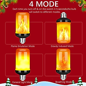 LED Flame Effect Fire Light Bulb - Upgraded 4 Modes Flickering Fire Halloween Lights Decorations - E26 Base Flame Bulb with Upside Down Effect (Black 4 Pack)