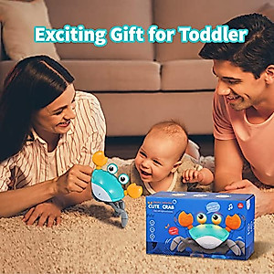 Aprilwolf Escape Crawling Crab, Tummy Time Baby Toys, Sensing Interactive Walking Dancing Toy with Music Sounds & Lights, Infant Fun Birthday Gift Toddler Boy Girl Pet Dog