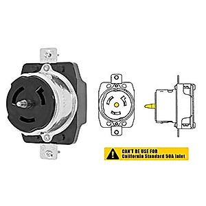 Marvine Cable Shore Power Cord Adapter 1.5FT Dogbone 125V 50 Amp NEMA SS1-50P Twist Lock to NEMA 5-15R 125V 15 Amp Female Household Appliance STW AWG10/3 Pigtail with LED Power Indicator