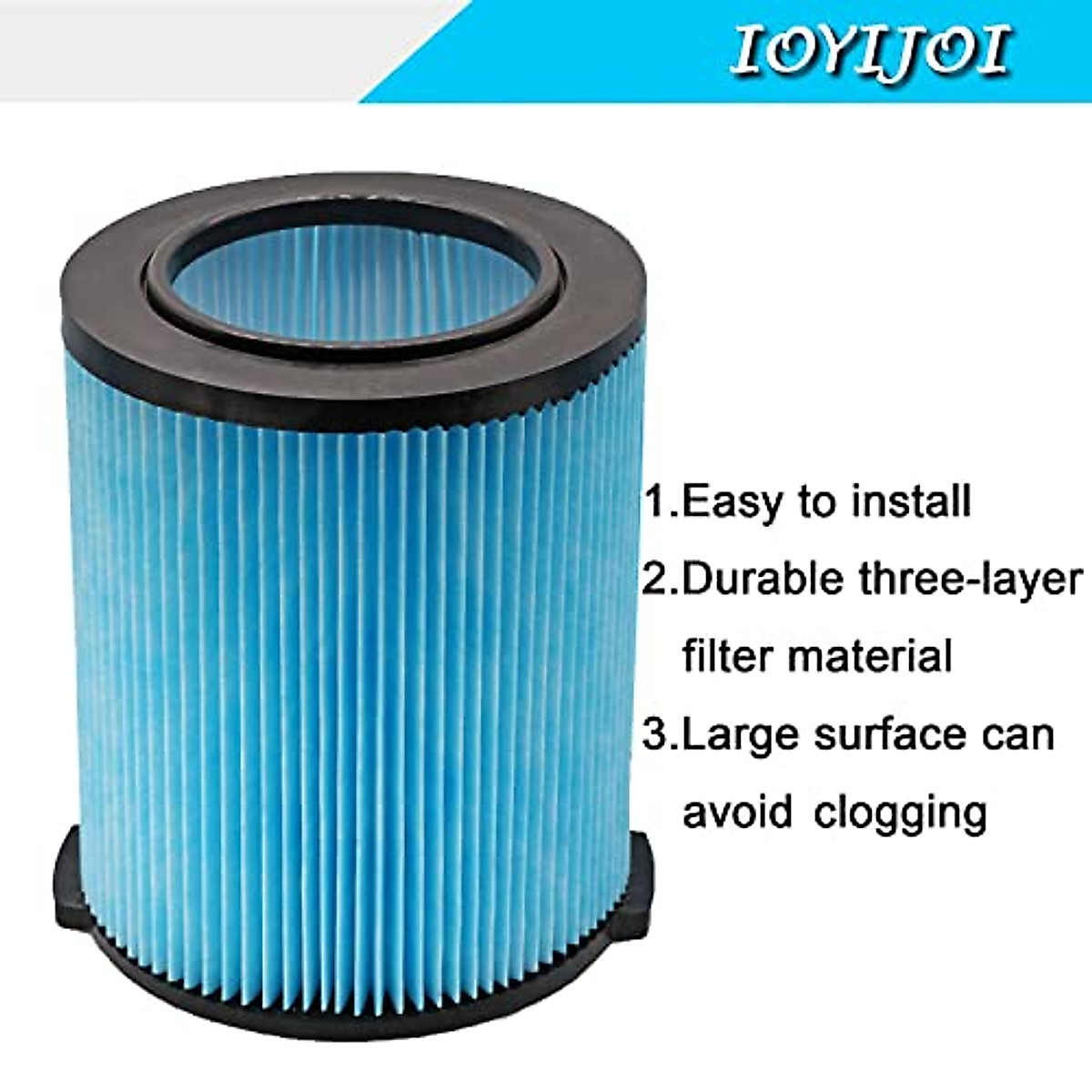 1 Pack VF5000 3-Layer Pleated Paper Replacement Filter Compatible with Ridgid 6-20 Gallon Wet Dry Vacuums WD1450 WD0970 WD1270 WD09700 WD06700 WD1680 WD1851 RV2400A