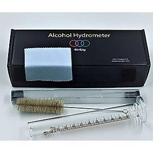 Alochol Hydrometer Kit for Distilled Spirits Brandy Liquor Whiskey Moonshine: 2X Alcohol Hydrometers 0-100% ABV Proof Tralle 0-200 Double Scales,100ml Glass Cylinder Test Jar Accessories Storage Box