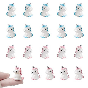 Exasinine 20 Pcs Micro Unicorn Miniature Figurines Fairy Garden Miniature Moss Landscape DIY Terrarium Crafts Ornament Accessories for Home Décor