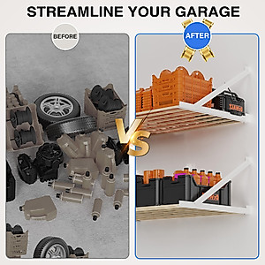 Yingsi-fty 4 Feet Garage Shelving Wall,White Universal Garage Storage Kit,Garage Wall Mounted Shelving System for Garage/Laundry/Kitchen/Hut (4-ft Length x 20-in Depth)