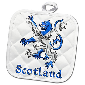 3dRose Macdonald Creative Studios Lion in The Colors of The Scotland Flag, Scottish Souvenir (phl-299290-1) Potholder, White