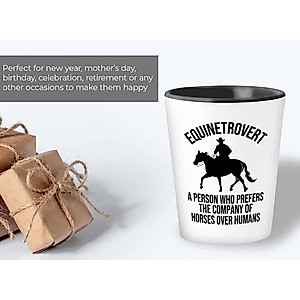 Flairy Land Equestrian Shot Glass 1.5oz - Equinetrovert - Horse Gifts for Women Cowgirl Horse Riding Horseback Rider Equestrian Horsewoman Horseman