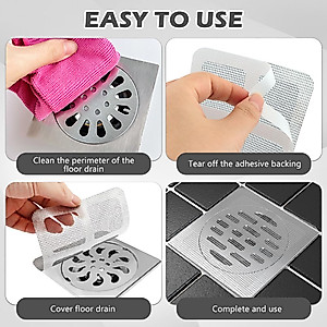4 inch Disposable Shower Drain Cover Hair Catcher Shower Drain Mesh Stickers, Floor Drain Sticker for Bathroom, Laundry, Bathtub, Kitchen, Sink, 50 PCS Pack(grey)