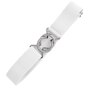 Falari Womens Stretch Belt Adjustable Web Belt Metal Buckle All Occasion Dress Belt - White