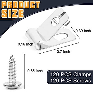 120 Pcs Fence Wire Clamps Stainless Steel Fencing Mounting Clips with120 Pcs Stainless Steel Screws for 12-16 Gauge Welded Wire to Wood, Metal or Vinyl Fence(x120 Kit)