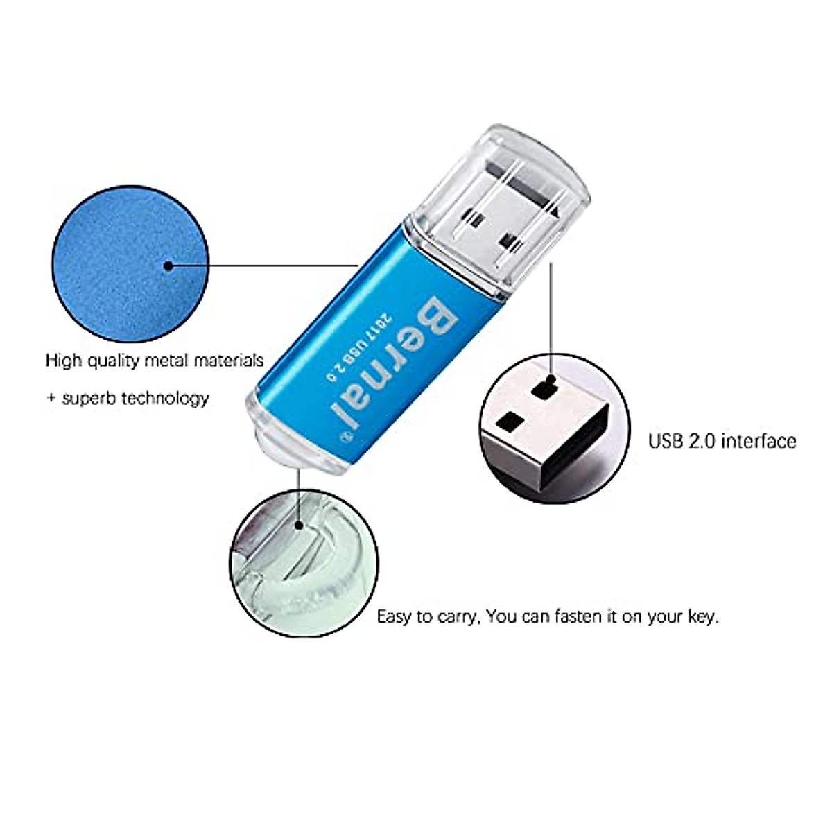 10pcs/Bag High Speed Pendrive USB Flash Drives Metal Thumb USB 2.0 Business use USB Disk On Key (2GB, Black)