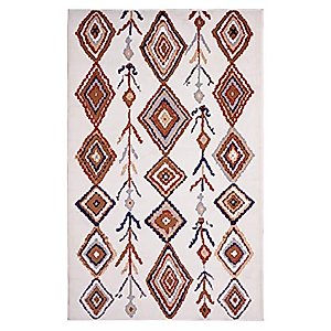 Furnish my Place Moroccan Diamond Rug - 5 ft. x 8 ft, Ivory, Geometric, Accent Rug with Transitional Style