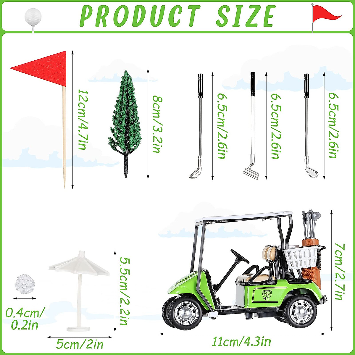 Moxweyeni 21 Pieces Golf Cake Decorations, Birthday Cake Toppers Mini Golf Cart Toy for Sport Themed Boy Girl Birthday Party Supplies