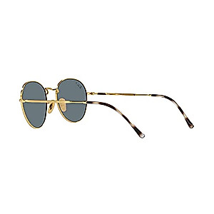 Ray-Ban RB3582 David Round Sunglasses, Gold/Dark Blue Polarized, 53 mm