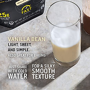 Ascent 100% Whey Protein Powder - Post Workout Whey Protein Isolate, Zero Artificial Flavors & Sweeteners, Soy & Gluten Free, 5.5g BCAA, 2.6g Leucine, Essential Amino Acids, Vanilla Bean 2 lb