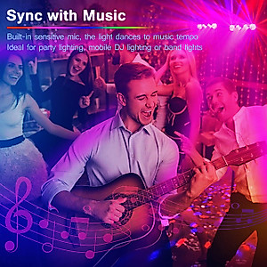 DJ Lights with Stand, Telbum Party Bar Light Set, Mobile Stage Lighting System Sound Activated LED Par Lights, for Move Band Disco Wedding Halloween Christmas (RGB)