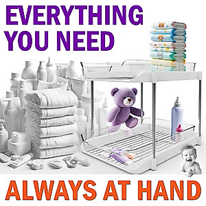 TOPITOP 2 Pack of 2 Tier Under Sink Organizer for Bathroom, Kitchen Sink Organizer Under Cabinet Storage, Pull Out Make Up and Vanity Cabinet Organizers with Movable Dividers