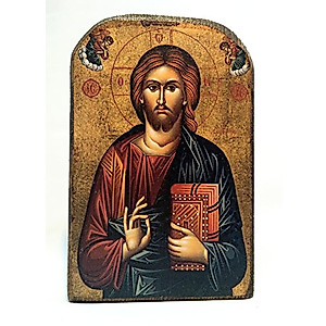Handmade Wooden Greek Christian Orthodox Mount Athos Icon of Jesus Christ /Mp2_5