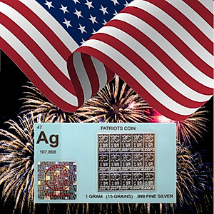 6 One Gram Pure Silver Bullion Bar Divides to 15 One Grain Bars .999 Fine Silver Snaps Apart to Individual 1 Grain Ingots