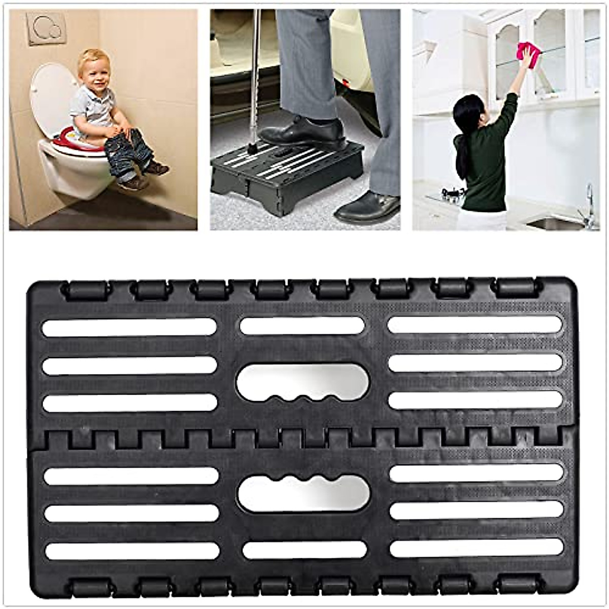 Portable Folding Step Stool 5”, Lightweight Plastic Short Stool Sturdy and Safe, Half Step Height Boost for Seniors and Kids, One Flip Low Step Riser with Handle