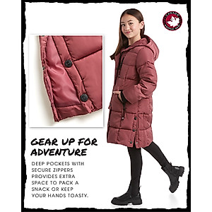 CANADA WEATHER GEAR Girls’ Winter Coat – Stadium Length Quilted Puffer Parka Jacket (4-16), Size 7-8, Wild Ginger