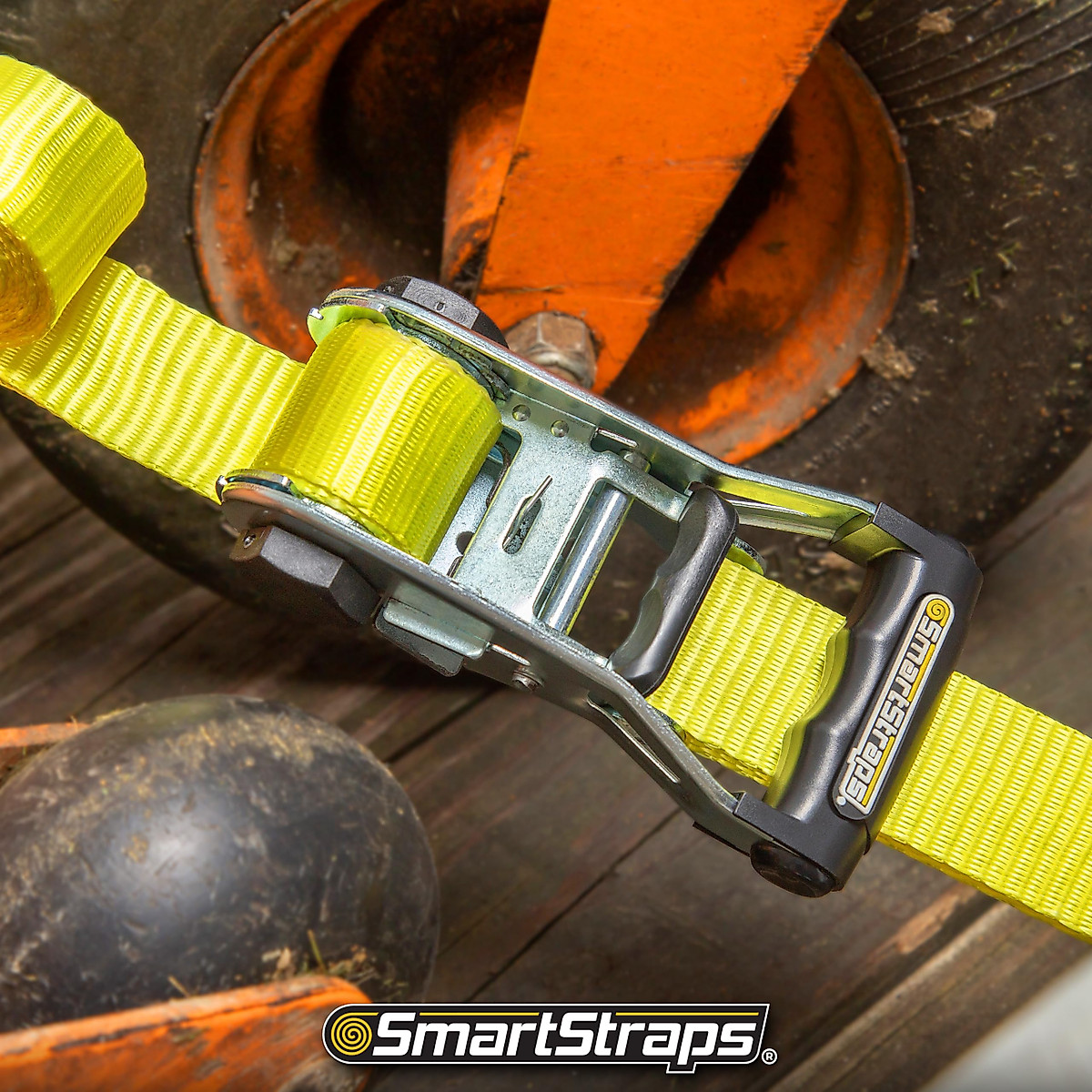 SmartStraps 14’ Ratchet Straps, 2 Pack –5,000lbs Break Strength, 1,667lbs Safe Work Load –Commercial Tie Down Straps for Heavy Duty Cargo, Haul Equipment and Vehicles