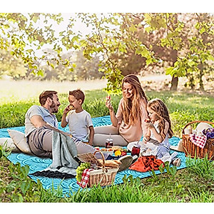 ZOMAKE Picnic Blankets Waterproof Foldable,79"x79" Concert Blanket,Beach Blanket,Yard Blanket,Outdoor Grass Blanket - Sandproof - Large (Peacock Blue)