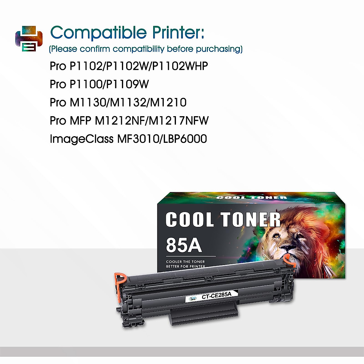 Cool Toner Compatible Toner Replacement for HP 85A CE285A Toner Cartridge for HP Pro P1102w M1212nf MFP P1102 P1109w M1217nfw Printer Ink Cartridge (Black, 2-Pack)