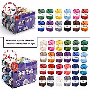 Soft Yarn for Crocheting - 2400 Yards Crochet Yarn for Crocheting and Knitting Yarn, Amigurumi Yarn for Knitting, Acrylic Yarn Bulk, Perfect Yarn for Crafts, Crocheting Yarn Set - 24 Yarn Pack x 50g