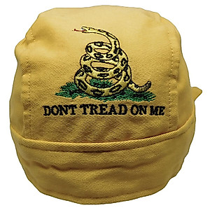 Gadsden Don't Tread On Me DTOM Yellow Embroidered Do Rag Doo Rag Skull Cap Head Wrap